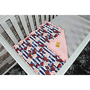 Dear Baby Gear Floral Deluxe Baby Blanket - Reversible, Milestone & Newborn Gifts for Girls and Boys - Red Roses, Blush Hibiscus Navy White Stripes, Coral, 32 x 32 Inches