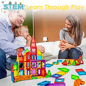 Batlofty 178 PCs Magnet Building Tiles 3D Magnetic Building Blocks for Kids, Toddlers Age 3+, Children's Toy with Car Sets