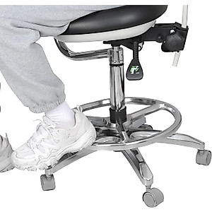 Mobile Adjustable Doctor's Stool Dental Assistance Chair Foot Control 360 Degree Rotation Armrest PU Leather QY-600M-B2
