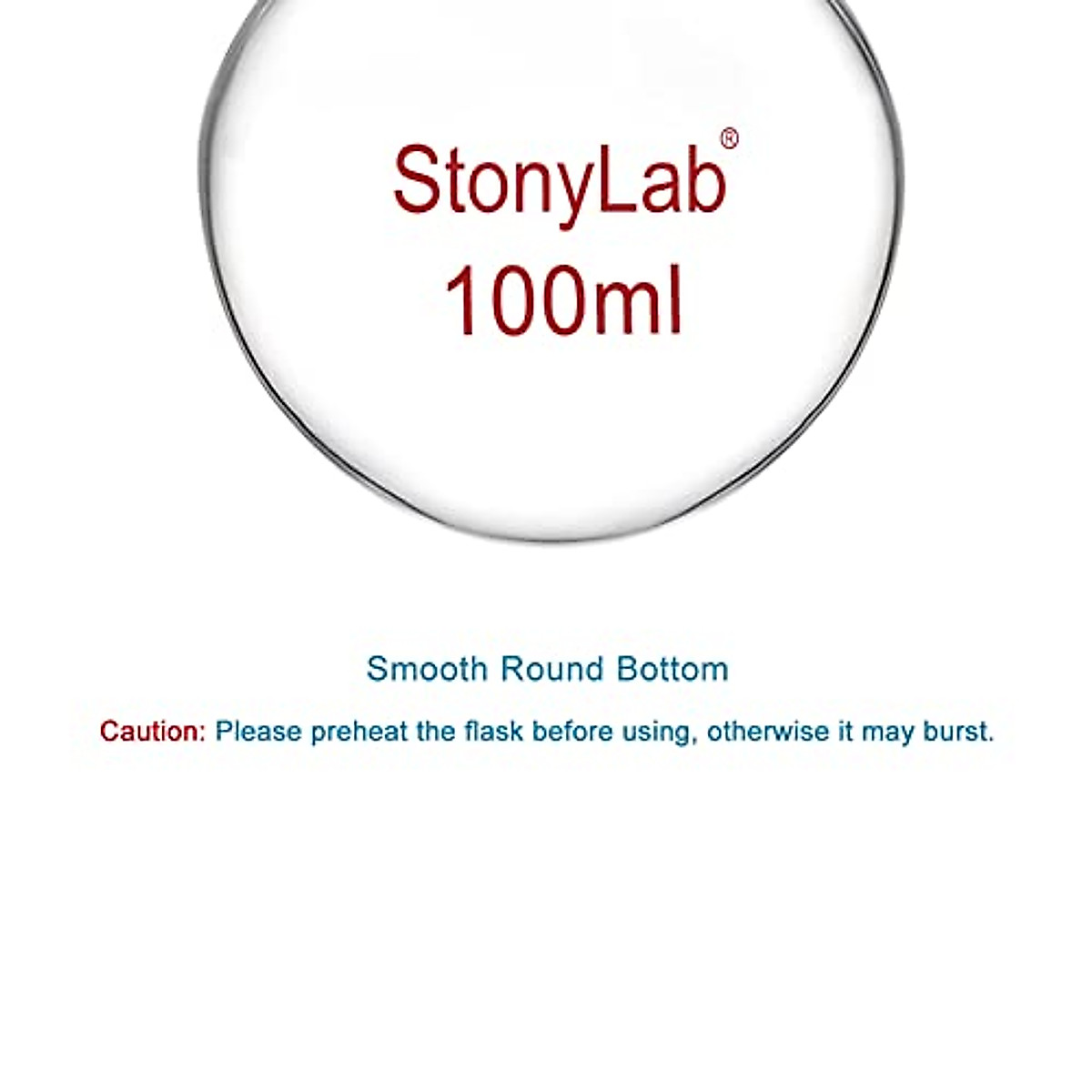 StonyLab Glass 100 ml Long Neck Round Bottom Flask, Borosilicate Glass Heavy Wall Round Bottom Boiling Flask RBF with Long Neck, 100ml