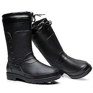 justHIGH Women's Mid Calf Rain Boots Collar Boots Ultra Lightweight Garden Shoes Slip On Non-Slip Rubber Waterproof Boots