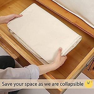 CHICVIE Canvas Comforters Bags Closet Organizers and Storage for Quilts Clothes Organization Containers Bins with Sturdy Zipper, Clear Window 75L for Sweaters Blankets Storage Bedroom Collapsible