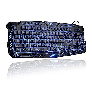 Ants-Store - LED 3 Color Backlight/Crackle M-200 Multimedia Ergonomic USB Gaming Keyboard