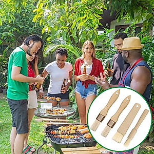 4 Pcs Pastry Brushes,DanziX Round and Flat Oil Brush with Boar Bristles Used for Cooking Baking BBQ Sauce Basting