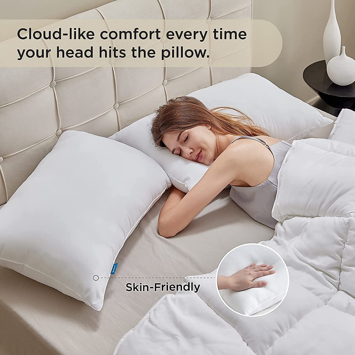 Bedsure King Size Pillows - King Pillows 2 Pack Hotel Quality, Firm Pillows King Size Set of 2 Supportive, Fluffy Pillow for Side and Back Sleeper