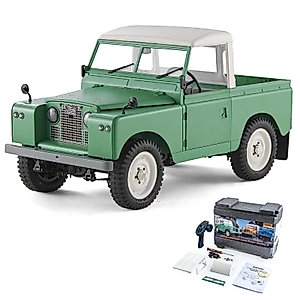 WOWRC FMS 1/12 Land Rover Series II RC Car,RC Crawler Pickups & Vans & Convertibles 3 in 1 with 2 Speed Transmission,4-Wheel Drive,LED Lights,RC Model for Adults,Green