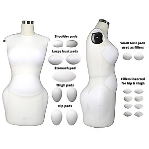 Pro Modular Dress Form Padding Plus Size Kit (24 Pieces) – Adjustable Body Form Padding Set for Sewing and Mannequin – Adult Female Dress Padding – Dress Making and Tailoring Accessories