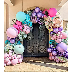 Captank Purple Pink Balloon Garland - Tiffany Blue Macaron Green Orange Balloons 179Pcs Latex Thick Pastel Red Lilac Balloons Arch Kit For Birthday Baby Shower Anniversary Bridal Wedding Engagement