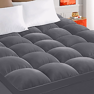 Mattress Topper Queen Size, CYMULA Cooling Mattress Pad Cover for Bed Back Pain, Extra Thick Pillow top Down Alternative Overfilled Plush with 8-21 Inch Deep Pocket - 60"x80" Grey