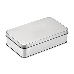 uxcell Metal Tin Box, 3pcs 5.31" x 3.15" x 1.38" Rectangular Empty Tinplate Containers with Lids, Silver Tone, for Home Organizer, Candles, Gifts, Car Keys, Crafts Storage