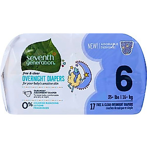 Seventh Generation Overnight Diapers - Size 6 - 17 ct