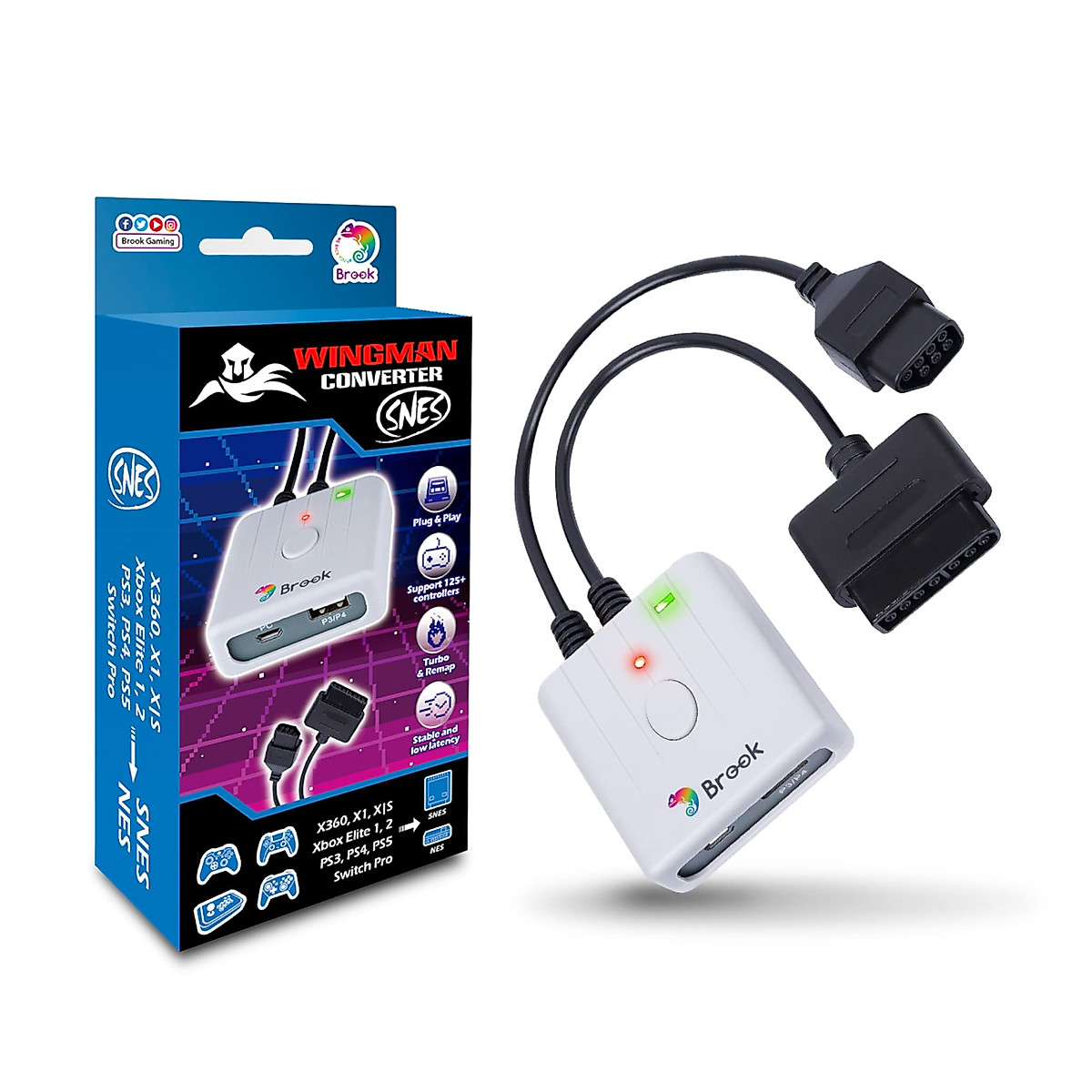 Mcbazel Brook Wing SNES to PS5/XB/Switch Pro Controller Adapter, Micro USB