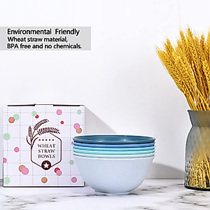 Wheat Garden 40 Oz Large Cereal Bowls, 7.2 inch Wheat Straw Plastic Serving Bowls, Stackable Kitchen Bowls, BPA-Free Dishwasher Microwave Safe -Sturdy Bowls for Fruit,Yogurt,Snack -Set of 6