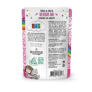 Weruva B.F.F. OMG - Best Feline Friend Oh My Gravy!, Tuna & Duck Devour Me with Tuna & Duck in Gravy Cat Food, 3oz Pouch (Pack of 12)