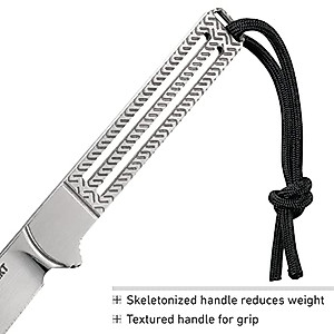 CRKT Testy Fixed Blade Knife with Sheath: Lightweight Everyday Carry, Textured Stainless Steel Handle, Glass Reinforced Nylon Sheath 7524,Silver