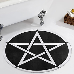 STHPOE Pentacle Witch Modern Pagan Wicca Witchcraft Ultra Soft Non-Slip Area Rugs Indoor Coral Velvet Floor Mat Short Flannel Carpet for Living Room Bedroom Dining Room, 24*24in