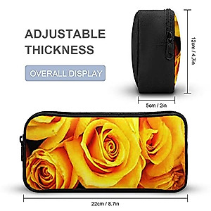 Yellow Rose Pencil Case Pencil Pouch Coin Pouch Cosmetic Bag Office Stationery Organizer