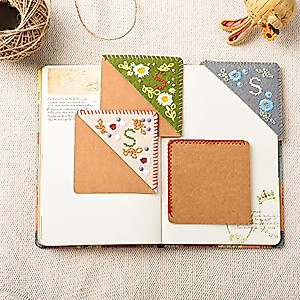 Personalized Hand Embroidered Corner Bookmark English Letters Triangle Corner Page Bookmark, 4 Seasons Handmade Stitched Book Marker Cute Flower Bookmarks for Book Reading Lovers Gift