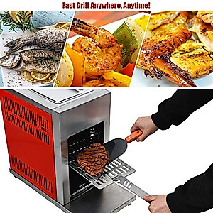 COSTWAY Propane Steak Infrared Grill, 1500℉ of Intense Heat, 7000 BTU Compact Outdoor Grill Machine, Large Heating Place, Stainless Steel, for Tailgating, Gas Cylinder Connection, CSA/ETL Certificated