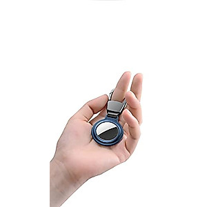 AirTag Case with Carabiner, Secure Holder Protective Cover for Air Tag with Sturdiness Aluminum Alloy Case (2 pack) - Black and Blue