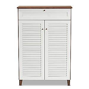 Baxton Studio Shoe Cabinets, White/Walnut