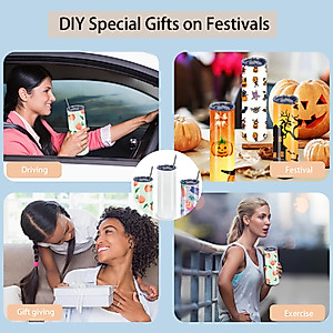 MICLAXYS Glow in the Dark Sublimation Tumbler 20 Oz Skinny Straight,Luminous Skinny Tumbler Bulk for Sublimation with Shrink Wrap, Stainless Steel Skinny Sublimation Tumbler (4)