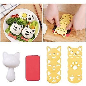 Fellibay Hofumix Bento Accessories Sushi Mold Rice Ball Mold Cartoon Cat Pattern Sushi Bento Nori Kitchen Rice Decor Kits Sandwich DIY Kitchen Tools for Baby Kids Meal