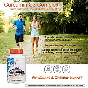 Doctor's Best DRB-00107 High Absorption Curcumin From Turmeric Root with C3 Complex & BioPerine 500mg (120 Capsules)
