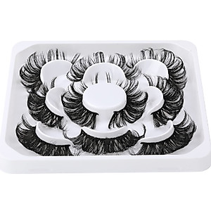 Lanflower Russian Strip Lashes D Curl Wispy Eye Lashes Eyelashes Natural Look 3D False Eyelashes Pack