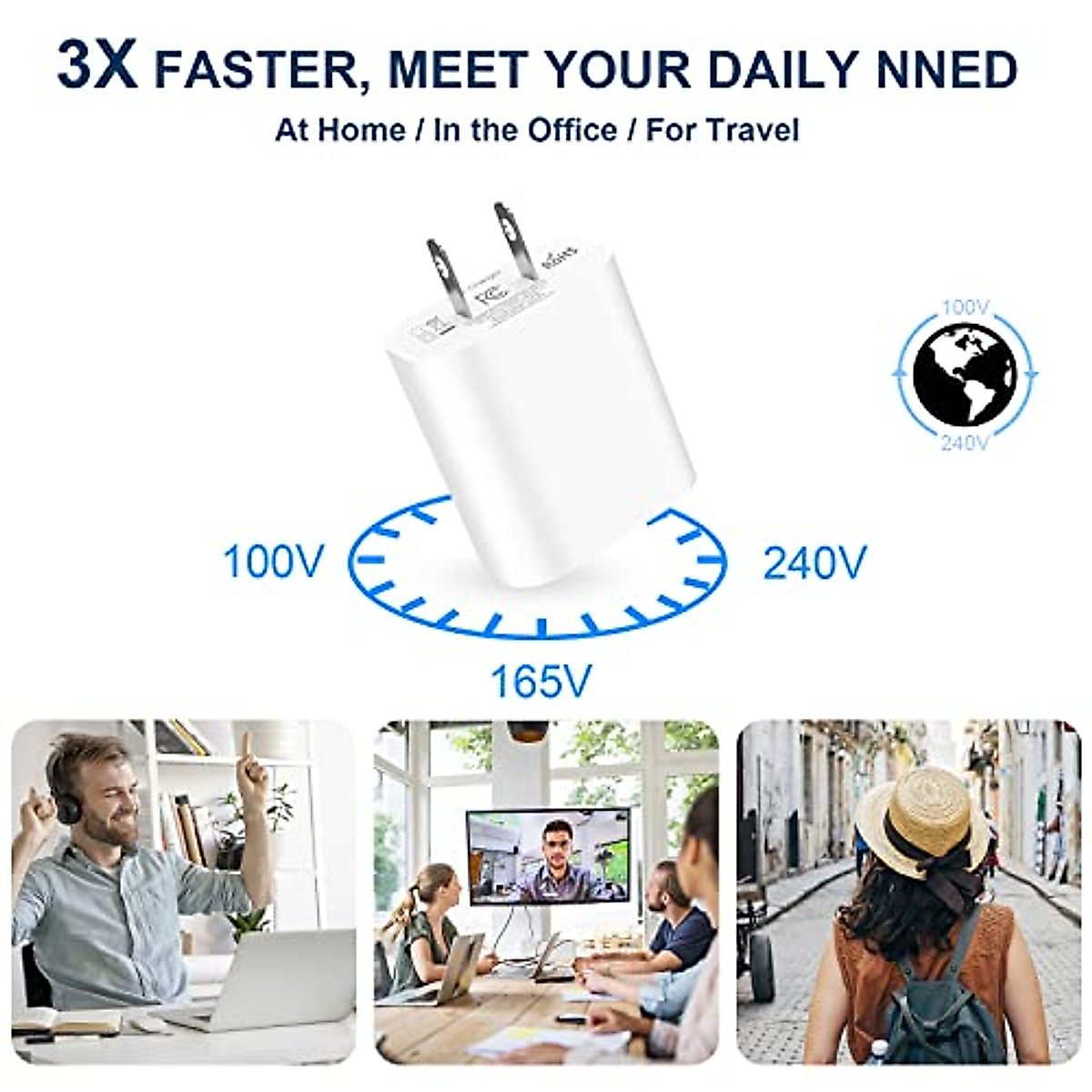 [Apple MFi Certified] iPhone Fast Charger, 20W PD + QC 3.0 Dual Port USB C Wall Charger Plug with 10FT Extra Long USB C to Lightning Fast Charging Data Sync Cord for iPhone 13 12 11 XS XR X 8 iPad