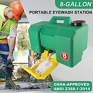 Portable Eyewash Station OSHA-Approved Emergency - Yzzwer 8 Gallon Wall Mounted Eye Wash Irrigation Kit Ansi Certified