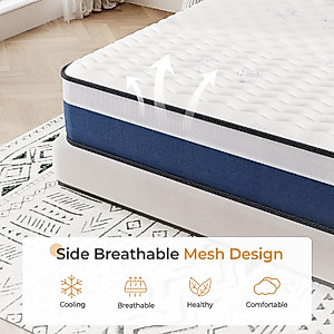 Vesgantti Full Mattress, 12 Inch Innerspring Hybrid Full Size Mattress with Memory Foam and Individual Pocket Springs, Mattress in a Box, Medium Firm Feel