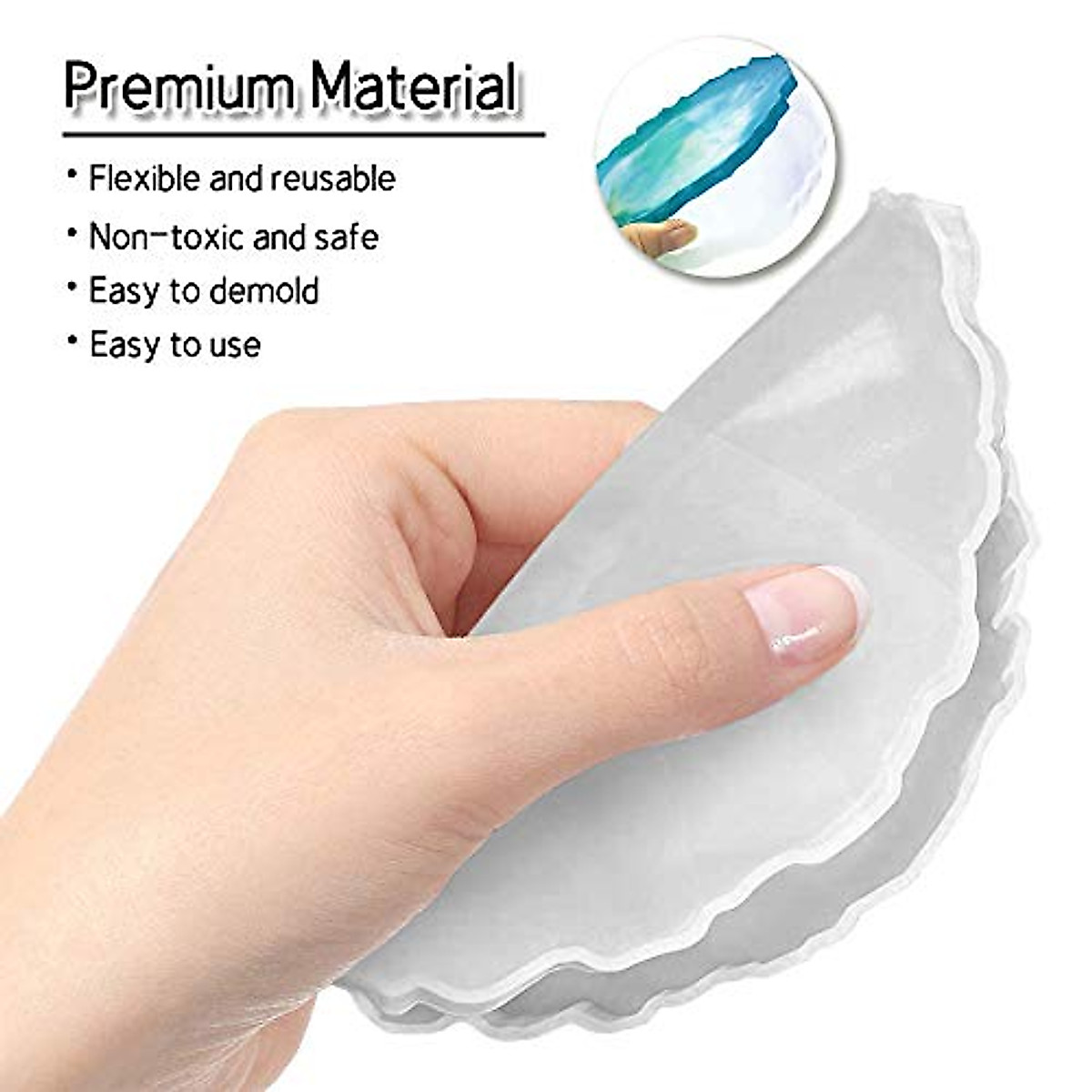 2 Pack 3 Tier Cake Stand Resin Tray Molds, Epoxy Resin Casting Mold with 6Pcs Crown Brackets and 20 Gold Foils, DIY Silicone Mold for Making Cupcake Dessert Platter Serving Stand (Round+Square)