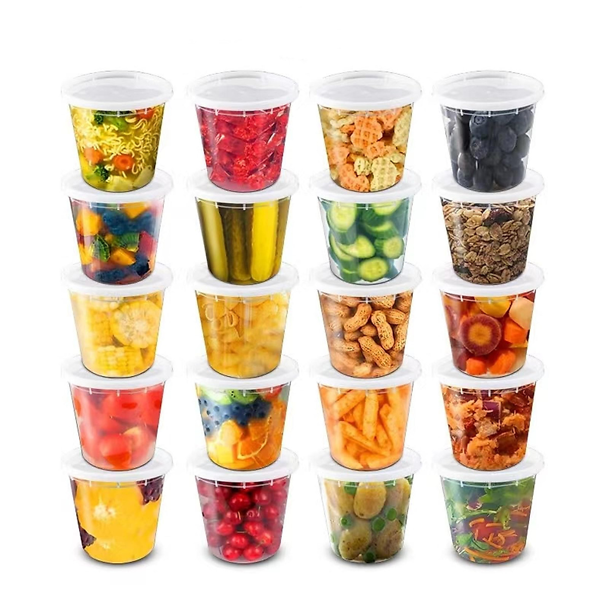 STARANDBEE [20Pack] 24oz, Food Storage Containers with Lids, Plastic Deli Containers, Meal Prep Containers, Microwave and Freezer Safe, Stackable, Leakproof, BPA Free, Clear