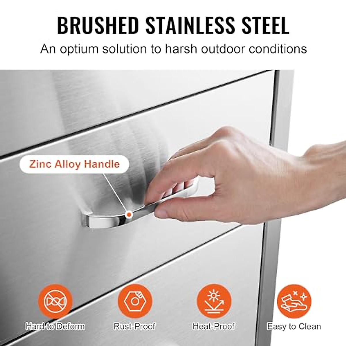 VEVOR 18x23 Inch Outdoor Kitchen Stainless Steel Triple Access BBQ Drawers with Chrome Handle, 18 x 20.5 x 23 Inch