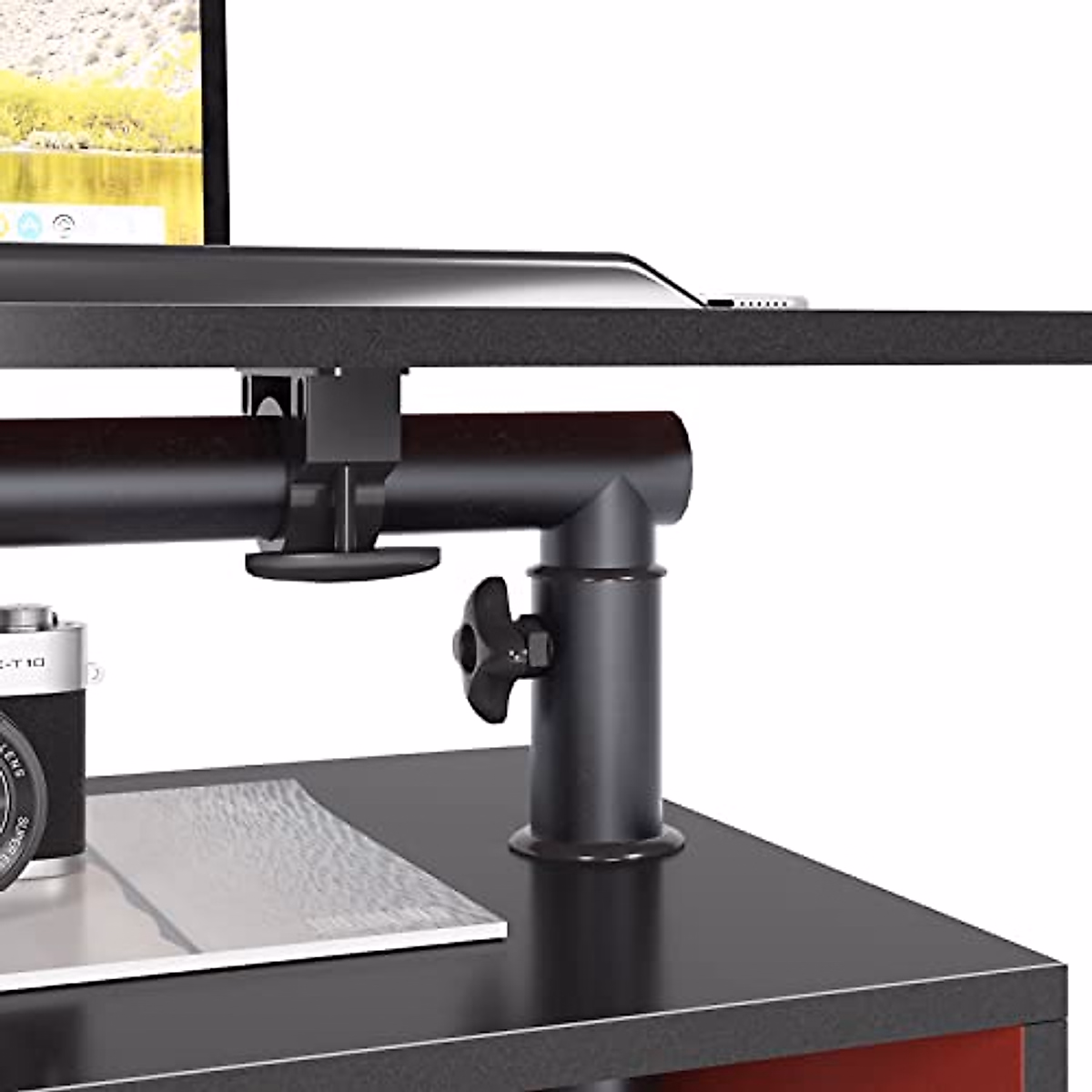 sogesfurniture Height Adjustable Nightstand Movable Bedroom Side Table Overbed Bedside Table Stackable End Table Cabinet for Storage,Black BHUS-CT1-BK-N