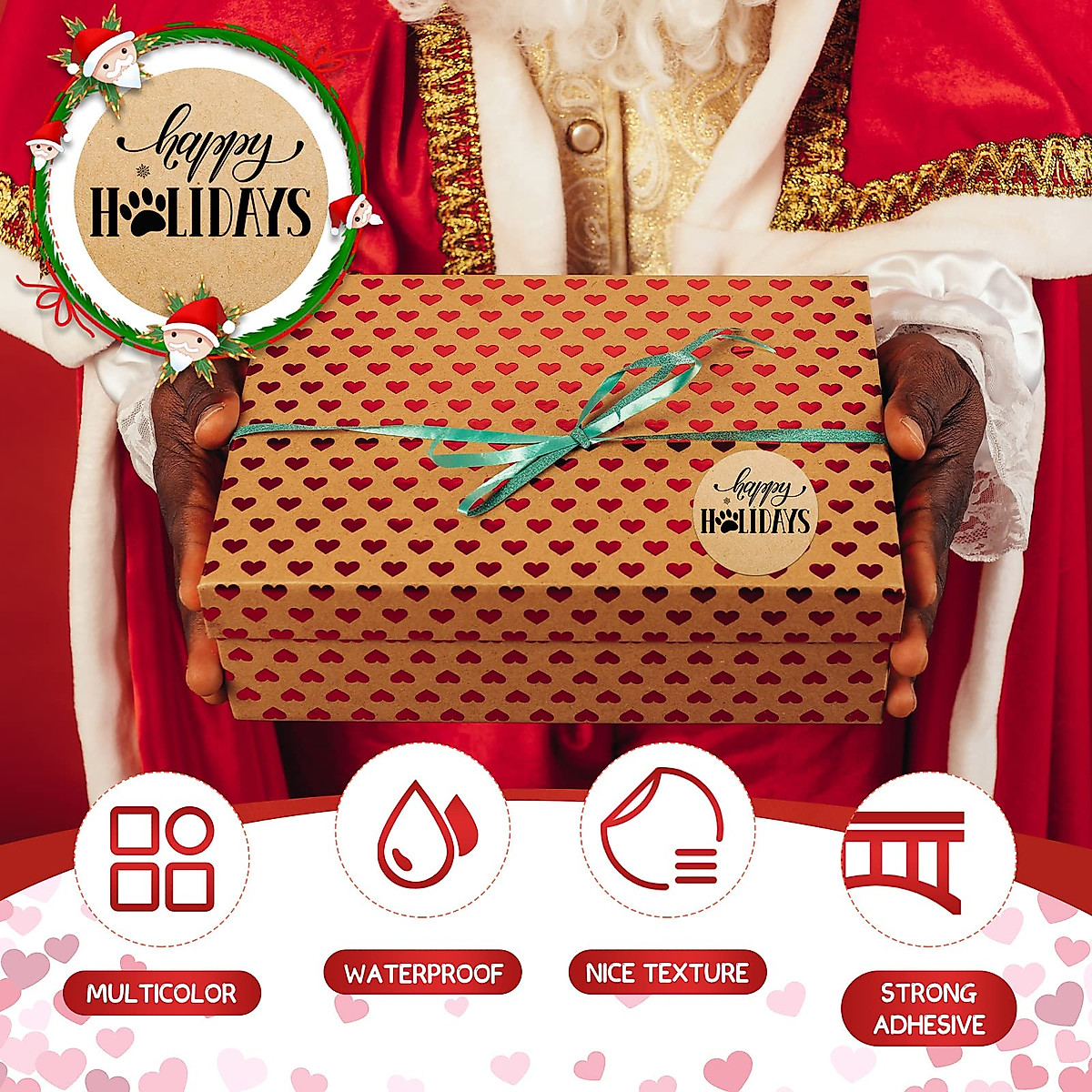 1500 Pieces 1 Inch Holiday Stickers Round Snowflake Paw Print Stickers Self-Adhesive Christmas Package Stickers for Envelopes Gold Foil Happy Holiday Stickers for Christmas Decor and Party Supplies