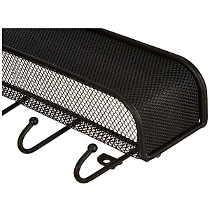 iDesign Twillo Steel Wall Mount Mail and Key Rack - 10.5" x 2.5" x 4.5", Matte Black