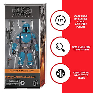 EVORETRO Action Figure Display Protective Case for Star Wars Black Series with Angled Corners Regular, 6 inches Boxed Carded Action Figures - 10 Pack - Ultra Clear PET Plastic Box Protector
