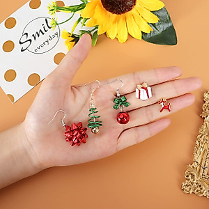 Christmas Stud Earrings for Girls Thanksgiving Earrings for Women Bow Maple Leaf Earrings Thanksgiving Fall Christmas Theme Dangle Earrings Gifts for Girls Christmas Earrings Ages 8-12