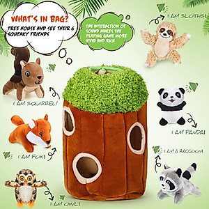 7 Pieces Dog Squeaky Toys Squeaky Hide and Seek Activity Puppy Chew Toys Plush Dog Toy Plush Stuffing Woodland Friends Stuffing with Squeakers for Small Medium Dogs Puppy Pets (,)