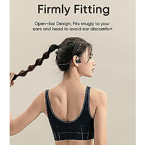 Premium Open Ear Air Conduction Headphones, Bluetooth 5.3 Wireless Earphones with Microphone, Stereo Sound Waterproof Sweatproof Sport Headsets for Running,Cycling,Workout,Hiking,Driving(Black)