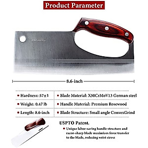HIDAMOS Professional Chef Knife Super Sharp Effort Saving Kitchen Knives Stainless German Steel Cleaver for Meat/Vegetable