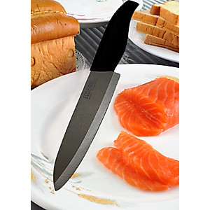 EcoJeannie CKS001 2-Piece Set: Premium Coffee Color Ceramic Knives - 6 Inch Chef's Knife & 4 Inch Paring Knife with Protective Covers