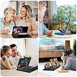 16" Screen Magnifier for Cell Phone, KanYool 3D HD Mobile Phone Magnifier Projector Screen for Movies, Videos, and Gaming, Foldable Phone Stand with Screen Amplifier Fit for All Smartphones (Black)