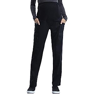 Cherokee Women Scrubs Pant Workwear Revolution Maternity Straight Leg WW155, M, Black