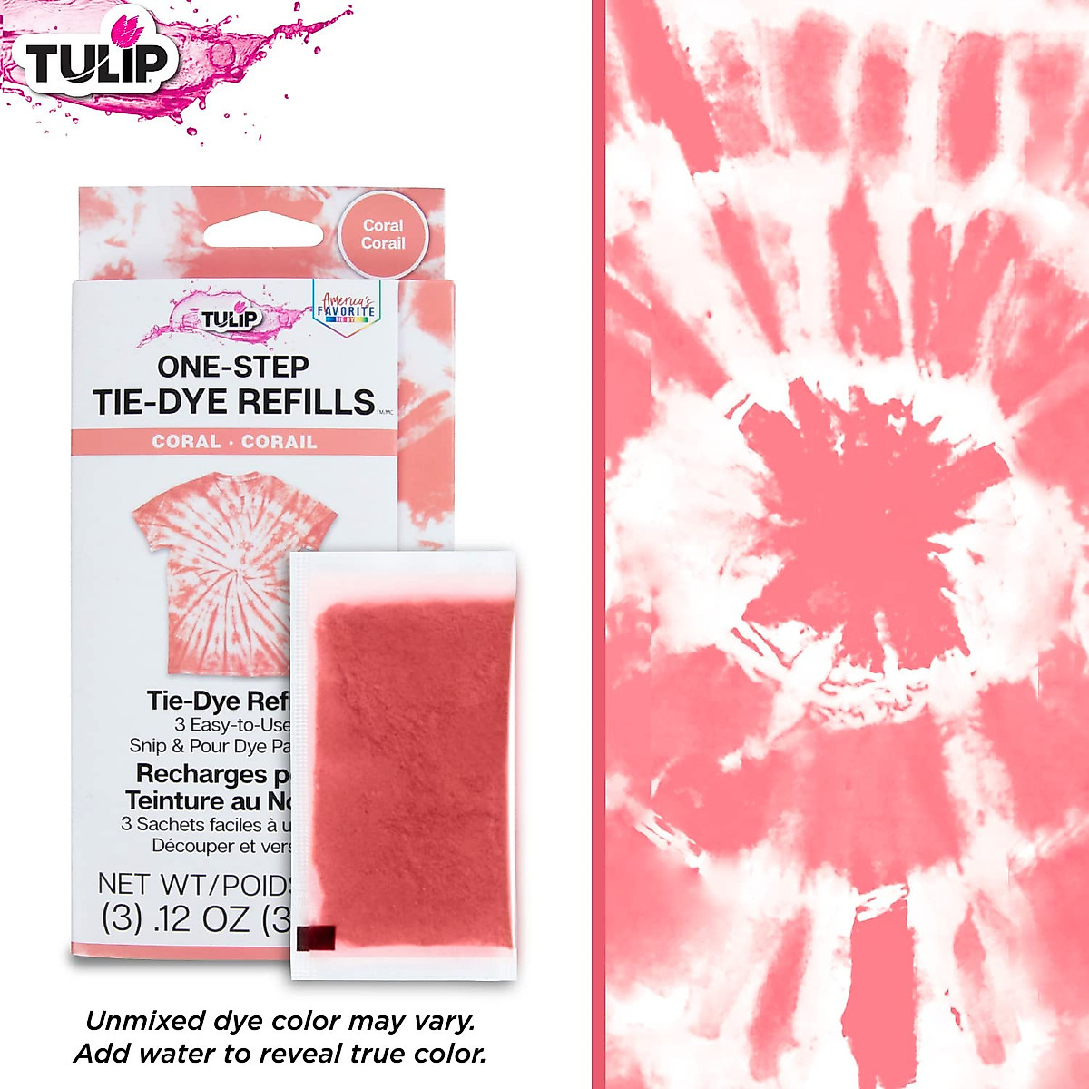 Tulip One-Step Tie-Dye Kit Dye Refill Packs, Coral