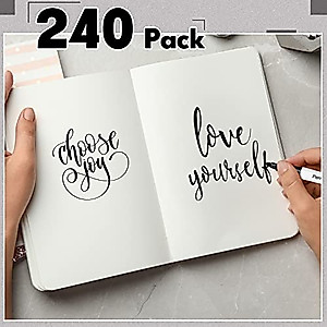 Yahenda 240 Pack Permanent Markers Bulk Black Permanent Marker Set Fine Point Marker Pens Waterproof Markers Work on Wood, Metal, Plastic, Stone, Glass