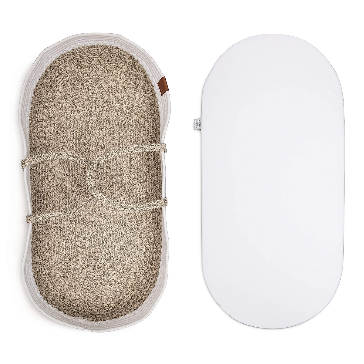 Baby Changing Basket - 100% Cotton Rope with Foam Pad - Organic Cotton Waterproof Cover - Complete with 2 Waterproof Changing Pads Liners- CPSC Safety Compliant