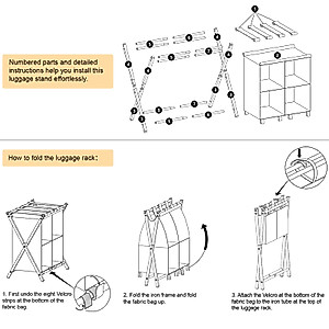 aboxoo Luggage Rack with storage, Guest Room Folding Suitcase Stands, Holds up to 120 lb, Space Saving Suitcase Holders for guest room, Bedroom Hotel, Black
